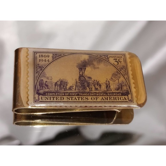 Unknown | Accessories | Vintage Brass Stamp Money Clip Historic Train ...